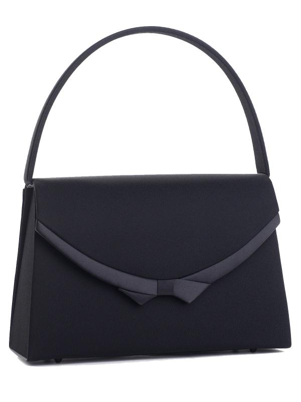 [アウローラ] ブラックフォーマルバッグ クロス黒 撥水 はっ水 冠婚葬祭 弔事 入学式 入園式 卒業式 卒園式・底鋲が4カ所打たれています・内ポケット1カ所（深めのガゼットで意外と使えます）【サイズ】幅最大約23.5cm　バッグ本体の高さ...