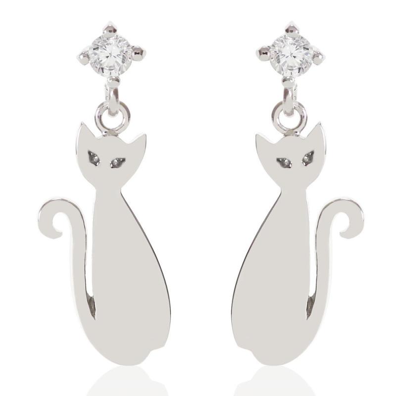 Cloud-Jewelry(クラウドジュエリー)CE-1 可愛い シンプル 猫 レディース ピアス 猫好きの方必見です 【木製 プレゼントBOX付】 スタッドタイプ シルバー製キャッチ付 シルバー925 プラチナコーテスターリングシルバー(...