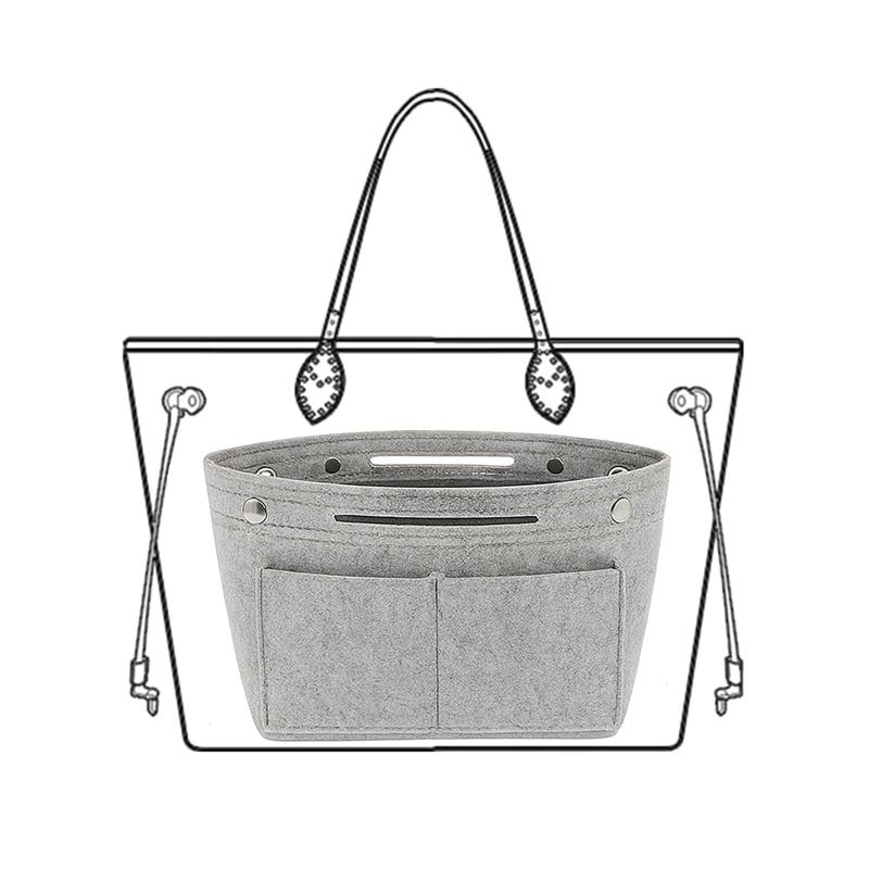 バッグインバッグ 底板付き コスメポーチ 収納ポーチ マルチポーチ 収納バッグ 多機能で使いやすい化粧ポーチ 軽量で持ち運びやすい グレー1.【多用途＆高い互換性】サイズ： 約32×22×17.5cm、重さは約95gと軽量です。多くのバッグ...