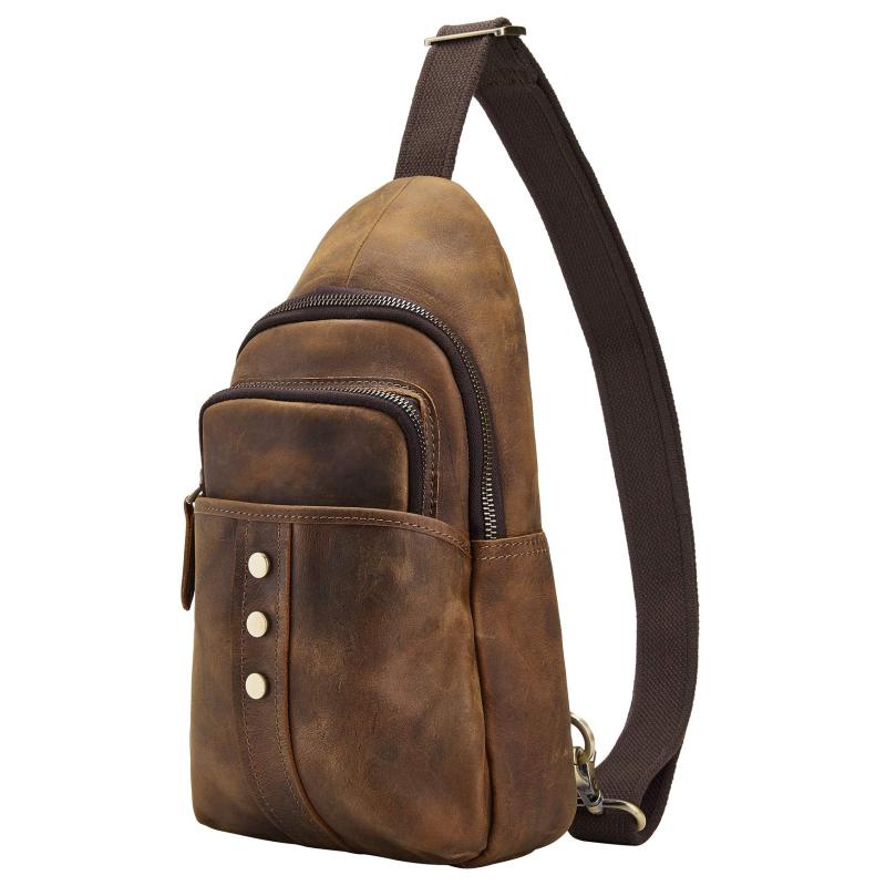 [BRASS TACKS Leathercraft] メンズ PU ボディバッグ ショルダーバッグ 多ポケット 収納が便利 BTFB008【デザイン】シンプルなデザイン、どのような場合もお似合います。多ポケットのデザインは、小物の別収納が便...