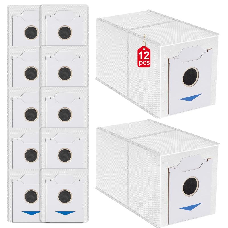 LOOHAOC 12ピースダストバッグアクセサリーEcovacのDeebot N30 Pro Omni掃除機ロボット用、3L大容量フーバーバッグ交換バッグ対応機種：ロボット掃除機ディーボットN30プロオムニ用掃除機バッグ。ご注文前にお使いの...