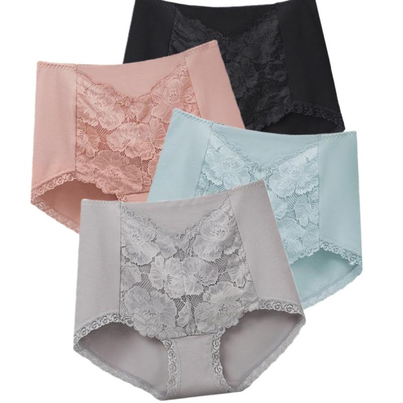 [polar lander] ショーツ レディース 綿100 ハイウエスト レース 大きいサイズ パンツ 深ばき 女性用 下着 パンティー ハイウエストショーツ 深め 美尻 セット