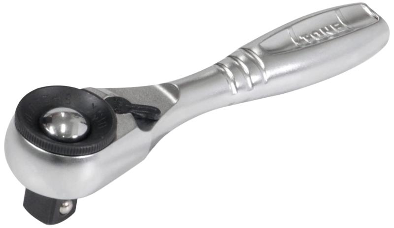 3/8"DRx110mm ラチェットハンドル差込角:3/8" ギア数:72歯^送り角:5° 全長(mm):110^重量(g):150 仕様:ストレート^サイズ(mm):W:26.5H:27.8T:15.5 ヘッド部に早回...