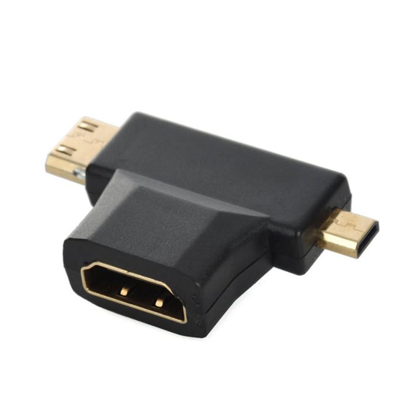Cablecc Micro HDMI オス Mini HDMI オス - HDMI 1.4 メス 90度 2イン1 コンボアダプターマイクロHDMIオスミニHDMIオスからHDMI 1.4メス 90度 2イン1アダプター。コネクター1: マ...