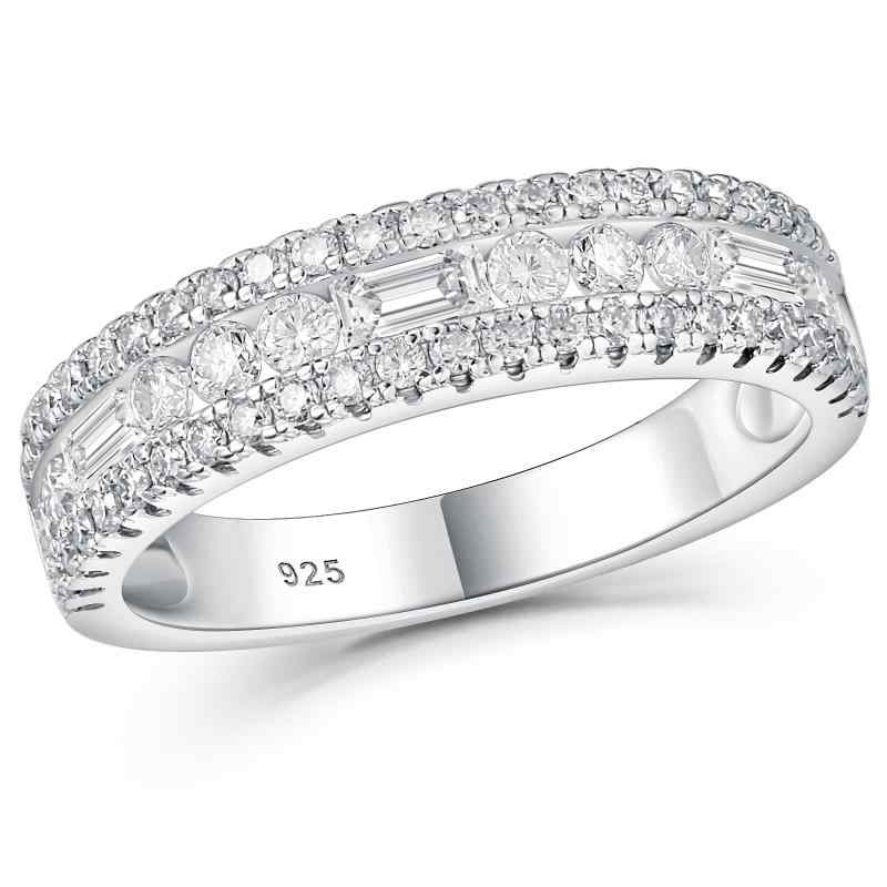 [Newshe Jewellery] モアサナイトウェディングバンド 婦人用 925 スターリングシルバー エタニティリング エメラルドプロミスエンゲージメント サイズ 9-21♥素晴らしいデザイン♥ メインストーンサイズ: 1.5*3.0...