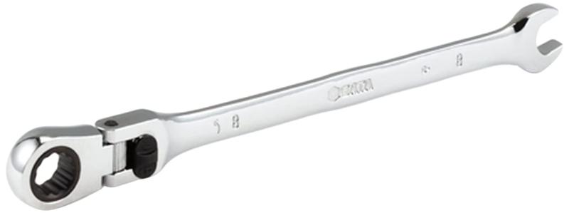 19mm ラチェット片目片口スパナ(首振型/ロック付)サイズ(mm):19 厚み(mm):9.8×11.2^全長(mm):280 重量(g):340^12ポイント ロック機能付^180度フレキシブル 口に強度がありしっかりと締め付けができる...