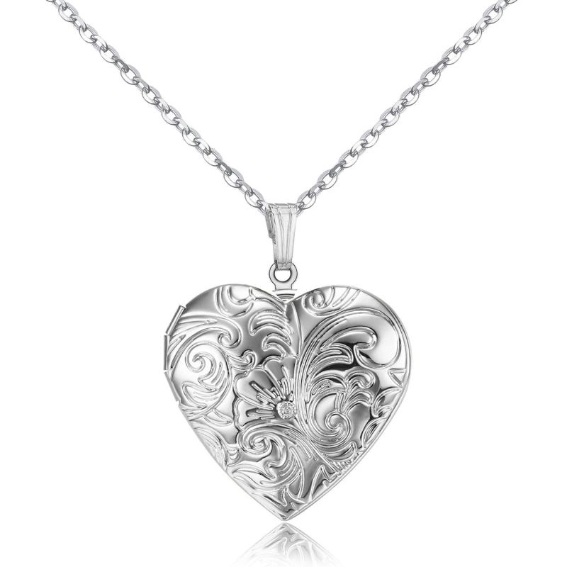 YOUFENG ロケットネックレス 写真付き フラワーロケット ペンダントネックレス 18Kゴールドメッキ ギフトジュエリー