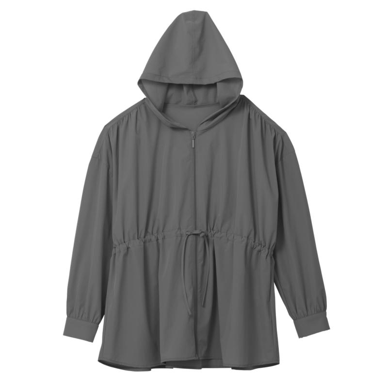 [fun.] 帝人 ラッシュガード レディース 長袖 ジップアップ フード付き 日焼け止め UVカット 紫外線対策 ストレッチ性 伸縮性 抗菌防臭 UPF50 対塩機能ブラウス感覚のラッシュガード。日焼け対策に最適なゆったりシルエットで、着...