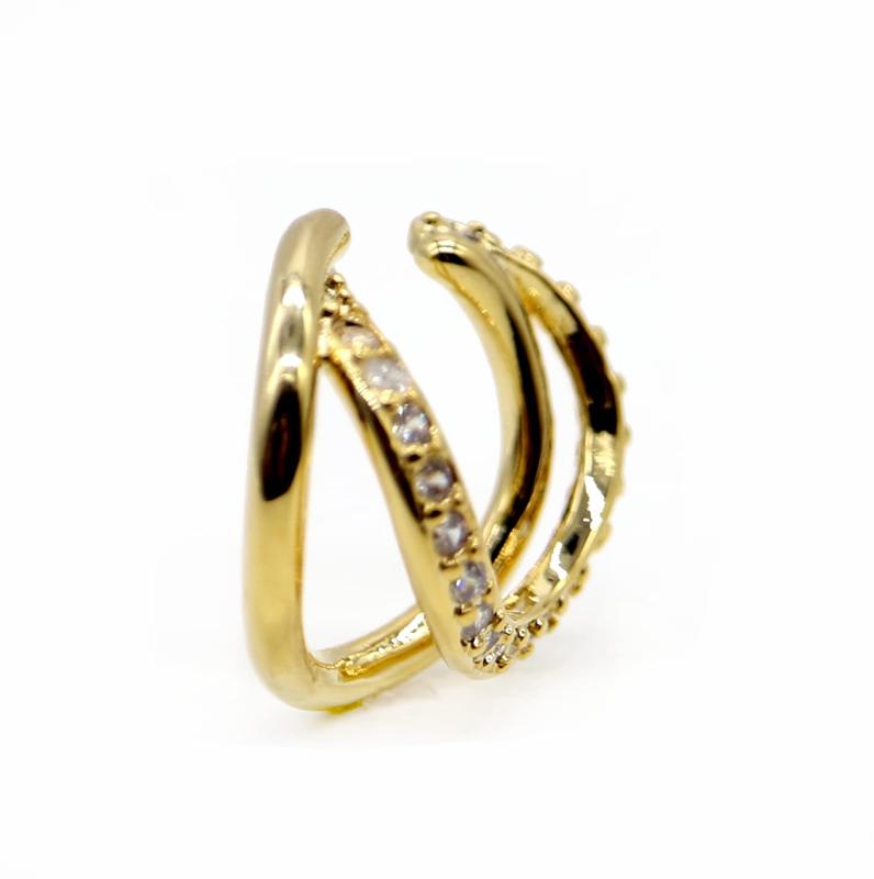 [プチジェルム] Petit-Germe ダブルフープ イヤーカフ 片耳用 合金【対象】メンズ レディース兼用【素材】合金【サイズ】縦最長約17mm,フープ幅約20mm・片耳の販売 保存袋付き【調整】ご自身で耳の形状に合わせてペンなどを差し...