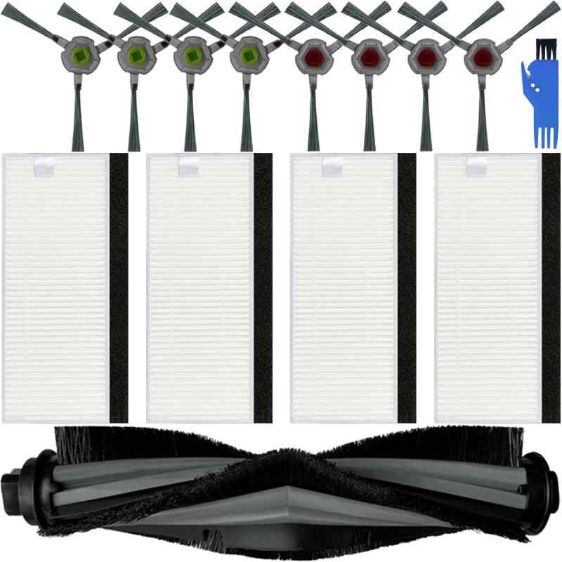 EATBALE アクセサリーキット対応エコバックス用Ecovacs用 Deebot OZMO U2/U2 Pro/DGN22、Yeedi用 K650 ロボット掃除機用交换部品、メインブラシ1個、サイドブラシ8個、HEPAフィルター4個、クリ...