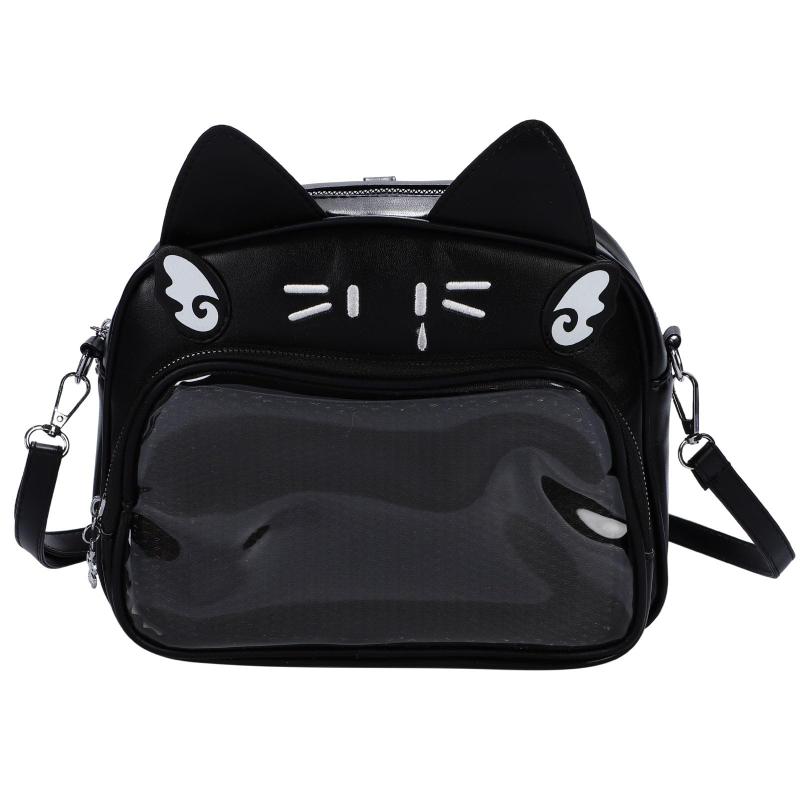 [ハルジオ] 痛バ ショルダー 猫 ねこ 痛バッグ ショルダーバッグ 小さめ 痛バック ミニ 推し活バッグ ネコ 猫型 いたばっく いたば 黒 白 ブラック ホワイト ぬいぐるみ ぬい ポーチ かわいい👜 こだわりを詰め込ん...
