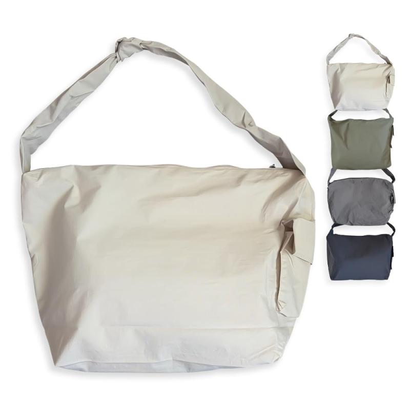 [TRAD VALEN] ショルダーバッグ ナイロン 超軽量 大容量 肩掛け トートバッグ ファスナー 外ポケット 男女兼用ボストン型 メッセンジャーバッグ ブラック グレー カーキ アイボリー大容量ナイロンショルダーバッグ 210gの超軽...