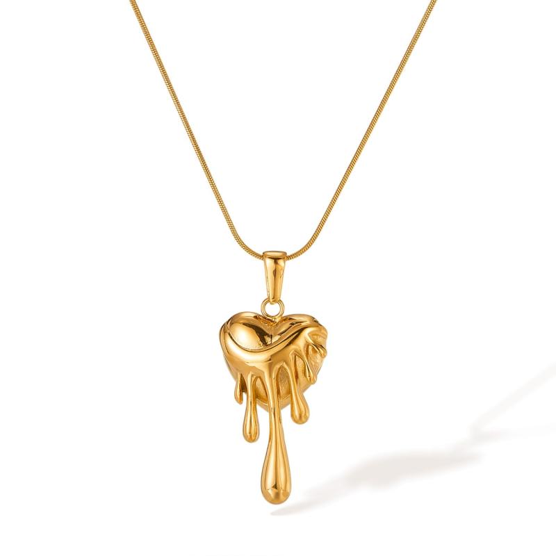 [Deelfel] ネックレス レディース 溶けるハート ペンダント ゴールド ステンレス 個性的デザイン 調節可能 日常使い プレゼント 誕生日 母の日【溶けるハートペンダント】 流れるようなデザインのハートが、個性と遊び心を演出。モダン...