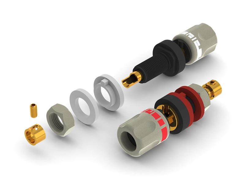 aeco Binding Post ABI-0611G, 2pcs/1set, Gold Plating, Vacuum bagCNC旋盤加工で一体成型絶縁性良い軽量化デザイン高純度銅(99%以上)ニッケルフリー金メッキ