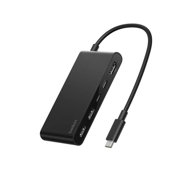 Belkin Connect USB-C ハブ 5-in-1 最大100W 高速データ転送 4K@60Hz HDMI出力 5Gbps超高速データ転送用 スリムハブ Window/MacOS/IOS対応 MacBook Pro/Air、iPa...