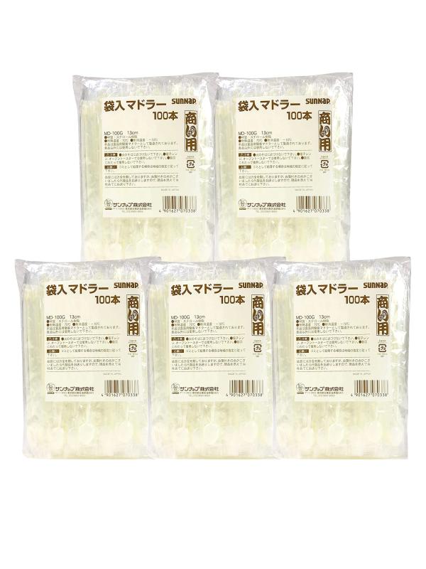サンナップ 使い捨て マドラー 個包装 100本入×5セット 商い用 業務用 アイボリー本体サイズ:約13cm素材・原材料:スチロール樹脂生産国:日本入数：100本入り×5セット（500本）