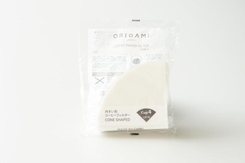 ケーアイ ORIGAMI オリガミ アバカ コーヒーフィルター 4杯用 100枚入 円すい形 日本製 COFFEE PAPER FILTER Cup4