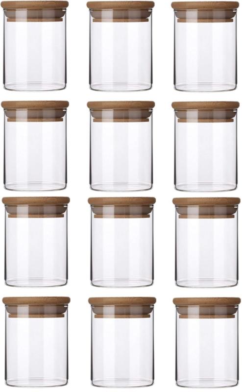 【morning place】 ガラス製 竹蓋 調味料入れ 調味料ボトル セット 塩 コショウ 砂糖入れ 調味料ポット キッチン 台所 にお洒落な耐熱ガラスののスパイスラックのセットです。お好きな調味料を入れて竹蓋で密閉中身が見える調味料入...