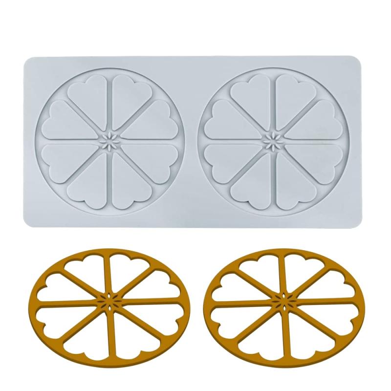 シリカゲルレースマット、砂糖細工イメージ金型食用ケーキ装飾、4孔太陽
