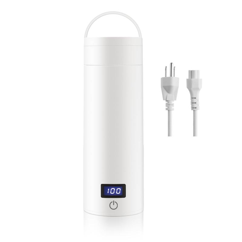 山雄 ポータブル電気ケトル, ホワイト, 380ml 小さくて持ち運びやすい，304食品級ステンレス鋼 温度デジタル表示付き,温度調整 電気ケトル 電源ボタン搭載 急速沸騰、空焚き防止、漏れ防止容量: コンパクトな380mlサイズで、一人暮...