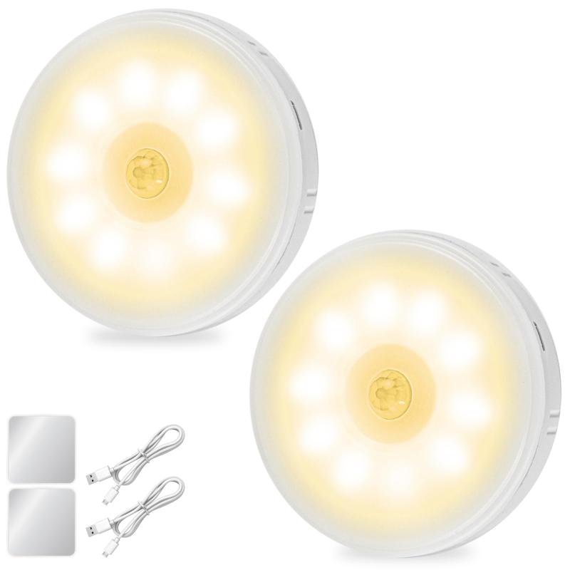 Iseebiz センサーライト 足元灯 フットライト 1000mAH充電池 常夜灯 人感センサー 明暗センサー 電球色 LED 自動点灯