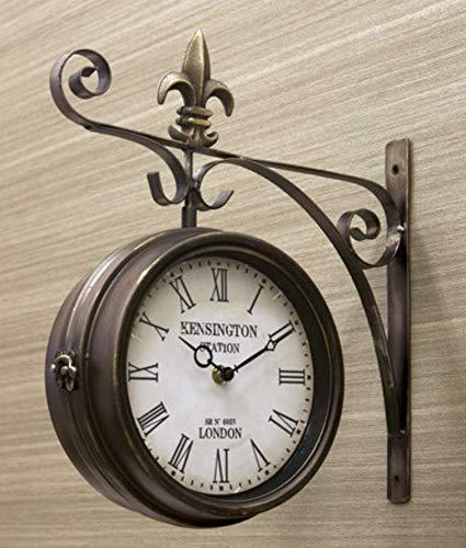 ステーションクロック ボスサイド ウォールクロック/壁掛け時計 ブロンズ/Lサイズ 両面時計 おしゃれ時計 アンティーク 北欧雑貨 両面時計