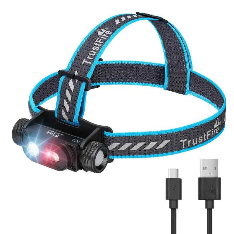 Trustfire ヘッドライト USB-C充電式 LEDヘッドランプ 1350ルーメン H6R懐中電灯 強力 高輝度 超軽量 18650バッテリー フラッシュライト CRI95高演色LED 180度角度調整 白光＆赤光/8つ点灯モード