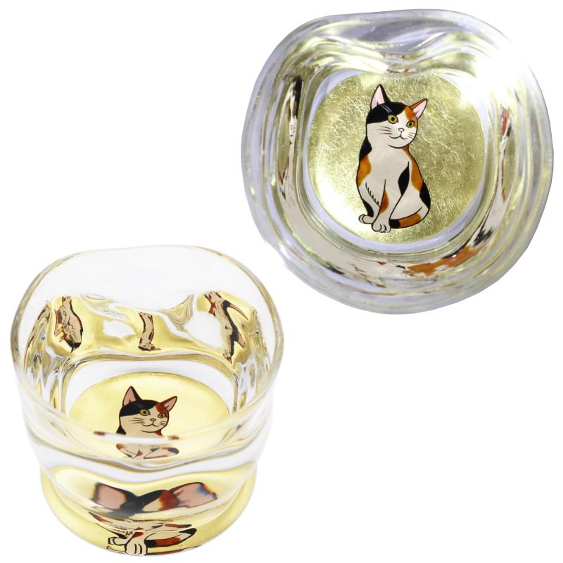 Kasyou Studio 華正工房 華正蒔絵ガラス ひねり型 盃 お猪口【加賀の手造りおちょこ】【美しい蒔絵と金沢金箔】【大切な方への贈り物】【お手入れ簡単】【商品詳細】