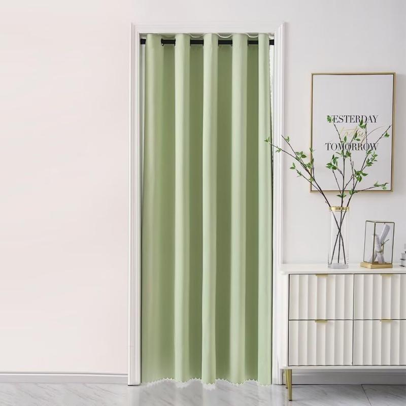 間仕切りカーテン 断熱防寒 アコーディオンカーテン のれん おしゃれ 180cm丈 200cm丈 目隠し 遮光 ロング 北欧 暖簾 ドアカーテン ハトメ仕様 突っ張り棒カーテン 無地 厚手 保温 防音 省エネ