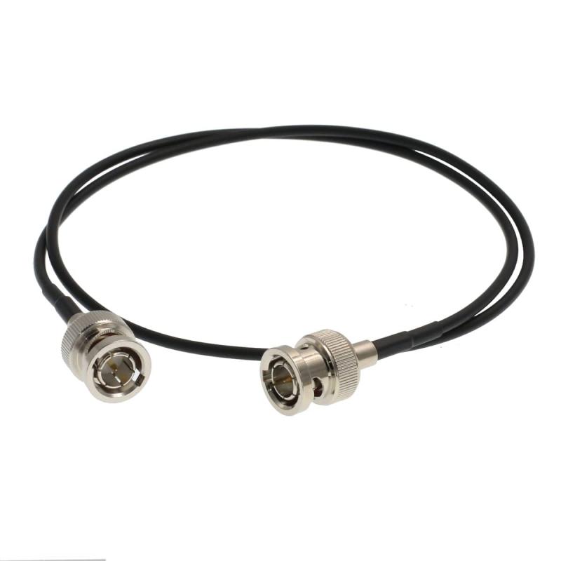 HangTon ライトアングル オス BNC - BNC 1080p 3G HD SDI ビデオ RF 同軸ケーブル カメラモニター用 薄型 ソフト ハイフレックス シールド 75オームオス直角BNCからオスストレートBNC、75オームコネ...