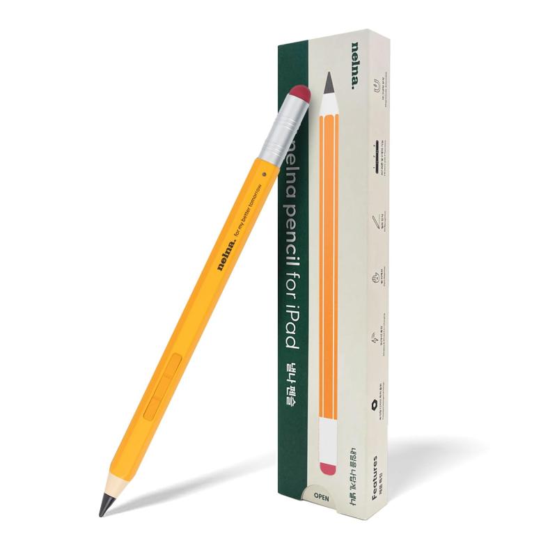 iPad用スタイラスペン Nelna Pencil【人間工学 × 鉛筆デザイン】六角形ボディで自然なグリップ感、消しゴム型のタッチ機能