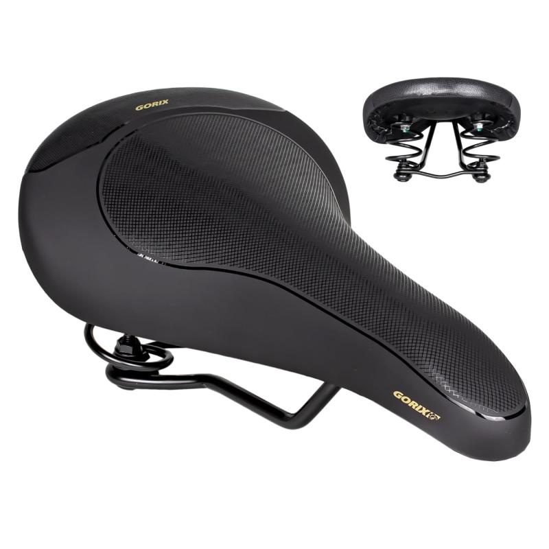 GORIX(ゴリックス)サドル バネ付き [スプリングがお尻への負担を軽減] 幅広 自転車 ロードバイク コンフォート クッション性 ロングライド 衝撃吸収 自転車サドル交換 (GX-SN006)【商品内容】：スプリング仕様サドル【材質】：...