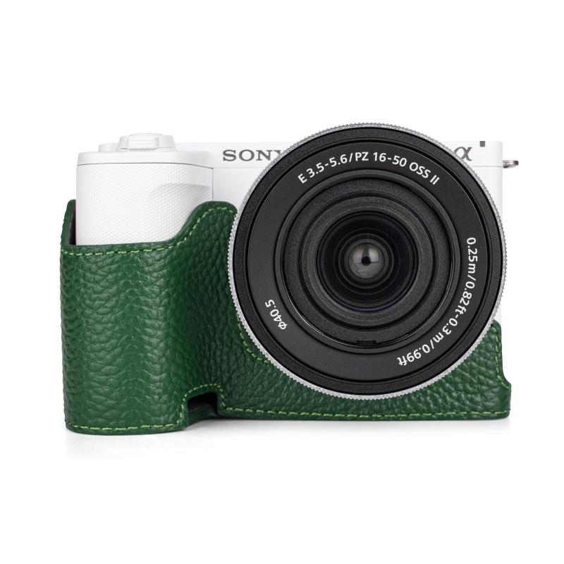 kinokoo for VLOGCAM ZV-E10 II ハーフケース ZV-E10M2 専用 ハーフカバー、zv-e10 iiカメラケース ZV-E10 2本革ハーフケース Alpha ZV-E10 II対応ハーフバッグ バッテリー交換...