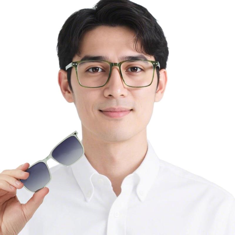 [OCCI CHIARI] ブルーライトカット＆磁気式偏光 兼用メガネ スクエア型 メンズ用