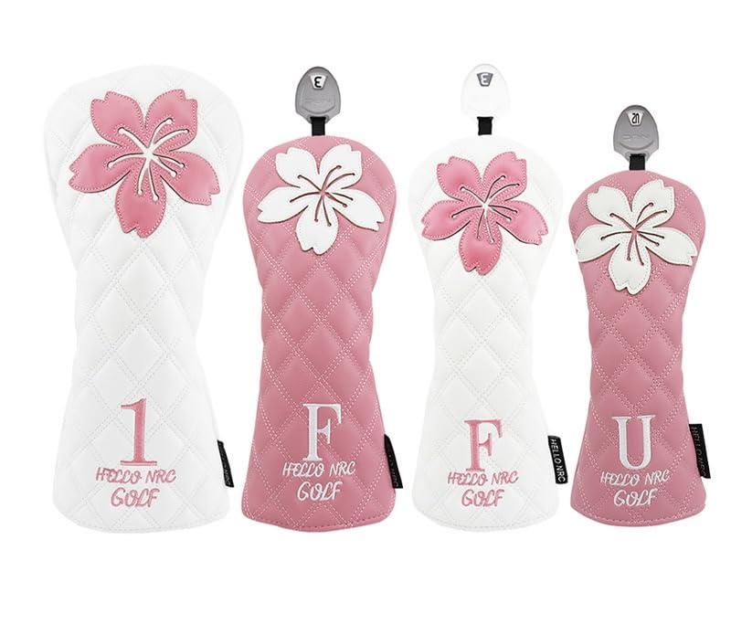 ゴルフヘッドカバー ドライバー440cc 460cc用カバー ウッド用カバー ユーティリティ UT用カバー 桜 サクラ材料は高品質のPUレザーで、しっかりクラブヘッドを保護でき 新しいデザイン、防水タイプドライバー用：460cc 440cc...