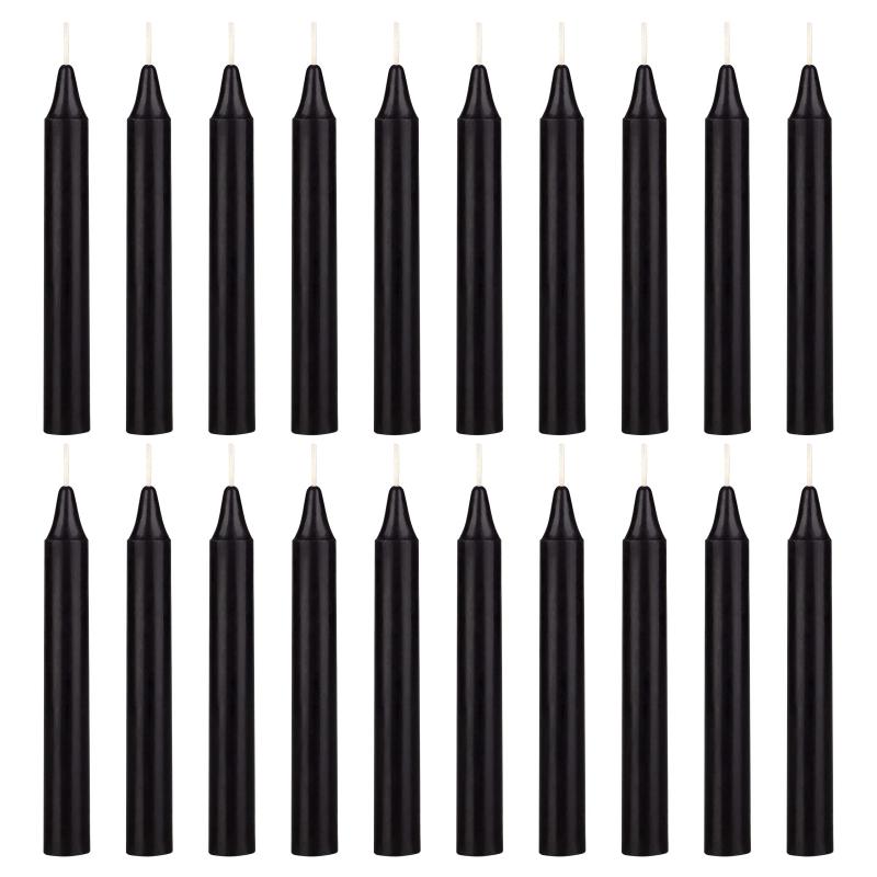 Mega Candles - Unscented 10cm Mini Chime Ritual Spell Taper Candle - Black, Set of 20️ メガウルトラバリューのカラフルなキャンドルのセット:当社のプレミア...