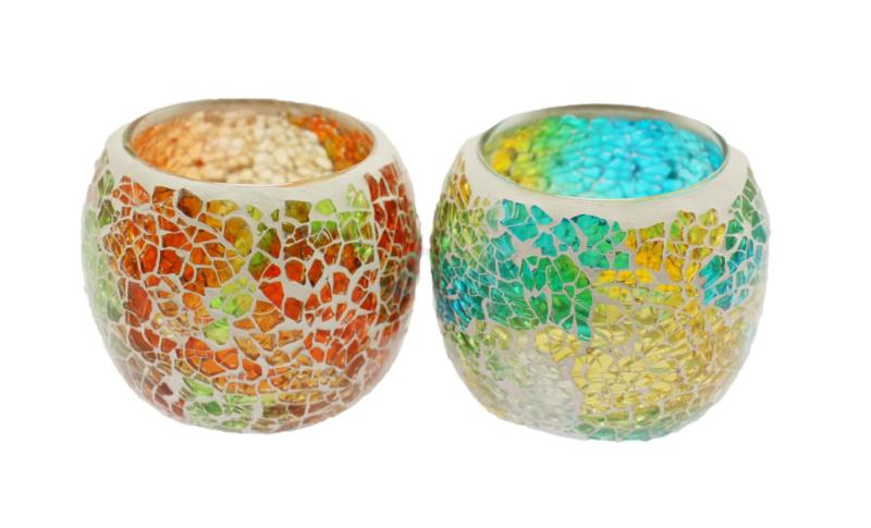 speed mao キャンドルホルダー ステンドグラス キャンドルグラス 北欧 アンティーク アロマ モザイク ガラス キャンドルスタンド 2色セット貼り付けられたモザイクガラスが美しいおしゃれなキャンドルホルダーです。サイズ：口径約6cm...