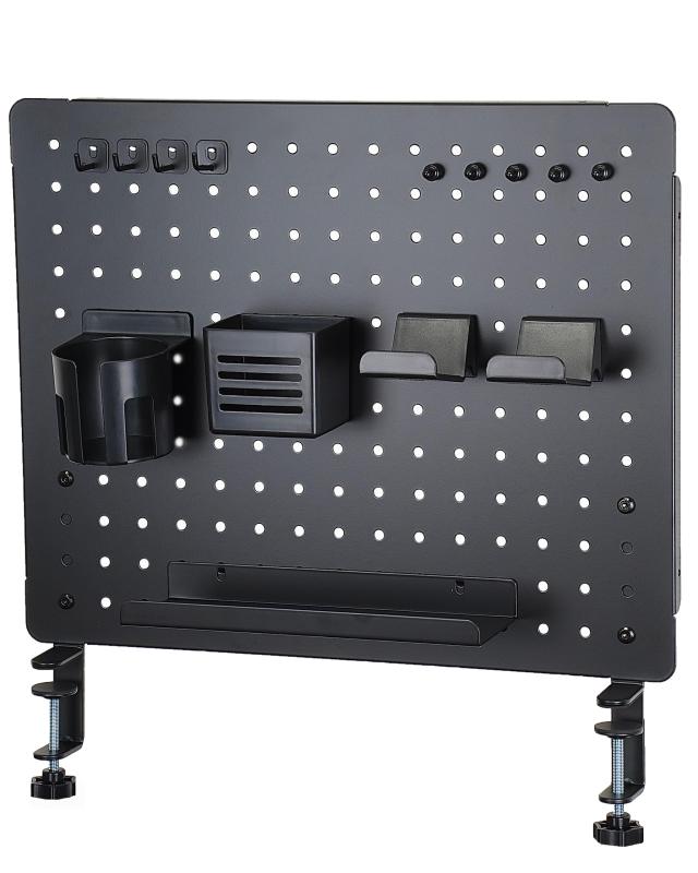 EastForce ペグボード デスクパネル マグネット対応 ゲーミング パネル 卓上収納 フック トレー付き クランプ式 有孔ボード