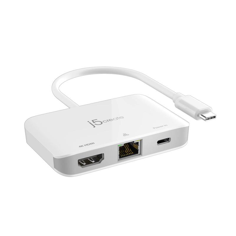 j5create USB-C HDMI LAN PD 変換アダプター 3in1 マルチアダプター 4K30Hz HDMI出力 ギガビット有線LAN PD100W充電 DisplayPort Alt Mode対応 ドライバー不要 MacBoo...