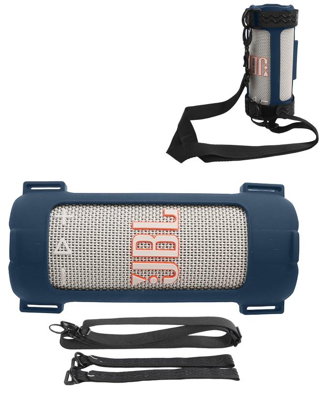 For JBL GRIP ケース シリコン 保護ボックス 落下保護 シリコンケース 旅行キャリーケース ショルダーストラップとメタルフック付き JBL Grip ブルートゥースサウンド ケース (ブルー)【対応機種】JBL Flip7 bl...