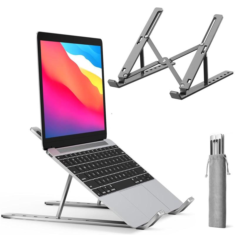 ノートパソコン スタンド 折りたたみ式 パソコンスタンド 超軽量ポータブ合金製 7段階高さ調節可能 滑り止め PC/MacBook/ラップトップ/iPad/タブレット (金属)