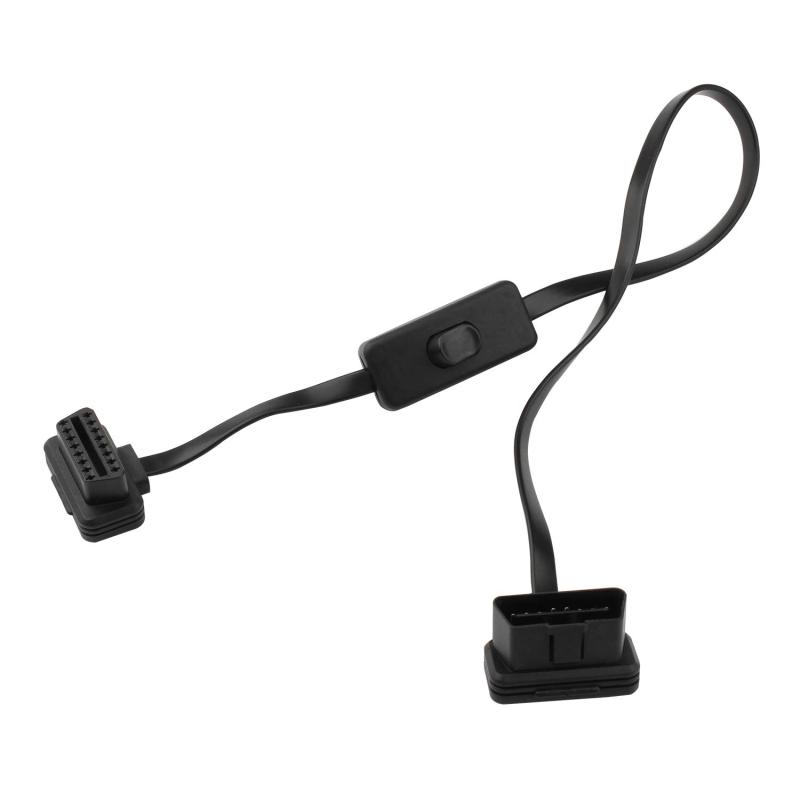 OBD 2コード16ピンオスからメスOBD-II / EOBD直角診断コードリーダーOBD2アダプター延長ケーブル 車のエンジン用電源スイッチ付き