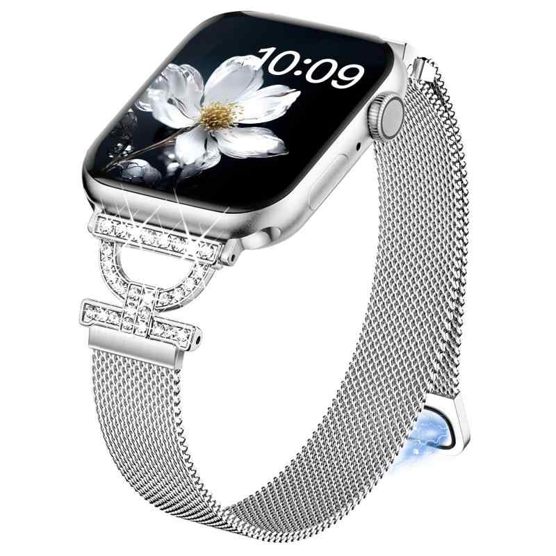 [Bokoios] キラキラマグネットバンドコンパチブルApple Watchバンド40mm 41mm 38mm 44mm 45mm 49mm 42mm，互换Apple Watch seバンド，互换アップルウォッチバンド，コンパチブルApp...