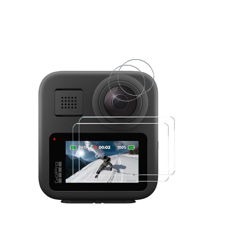 【2+2枚セット】For GoPro MAXフィルム 【vaele】‎ 対応 超薄型 耐衝撃 指紋防止 気泡防止 撥水撥油 貼り付け簡単 超薄飛散防止 高感度GoPro MAX フィルム（非 ガラスフィルム ）【対応機種】 GoPro MA...