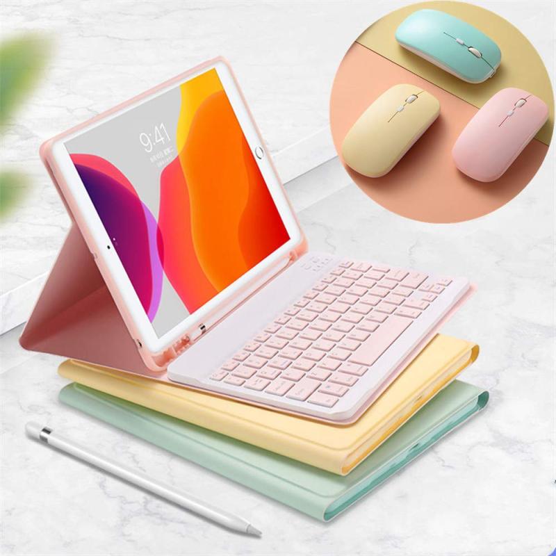 YEEHi マウス付き 対応 iPad 9 8 7 6 5 Air 5 4 3 Pro 9.7 キーボードケース かわいい キャンディーカラー レディース アイパッド 分離式 カラーキーボード ケース カバー アップルペンシル収納可能 女