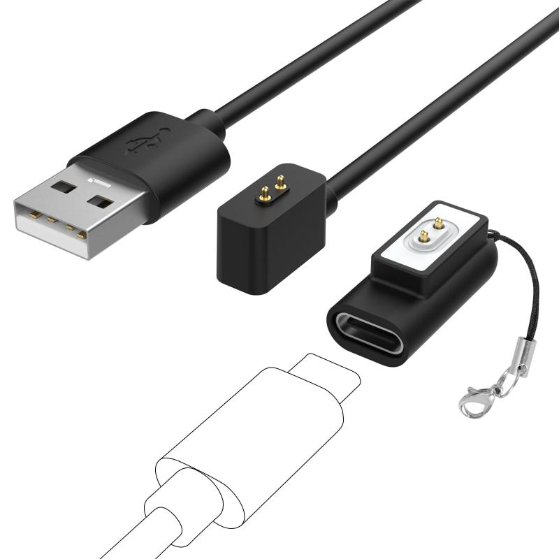 MoKo シャオミ Smart Band 9/9Pro/8/8Pro用充電ケーブル 1m（1個）+ 変換アダプター I型 Type-C対応（1個）「適用機種」　シャオミ Smart Band 9/Band 9 Pro/Band 9 Acti...