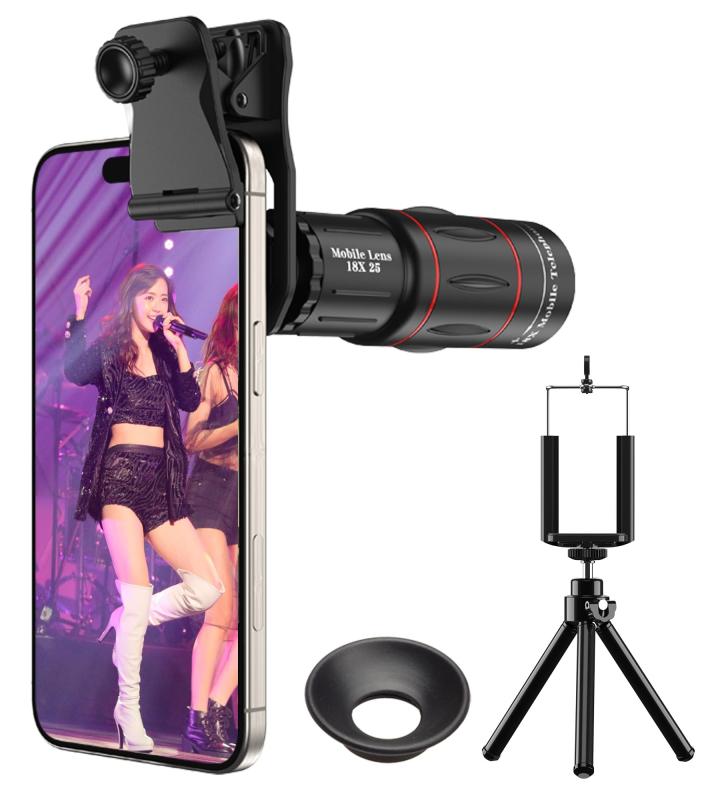 【新設計クリップ付き】APEXEL スマホ望遠レンズ 単眼鏡 望遠鏡【ライブ専用18倍/94g軽量/対応性向上】コンパクト 持ち運びやすい クリアで鮮明な写真撮る スマホレンズ スマホに簡単装着 専