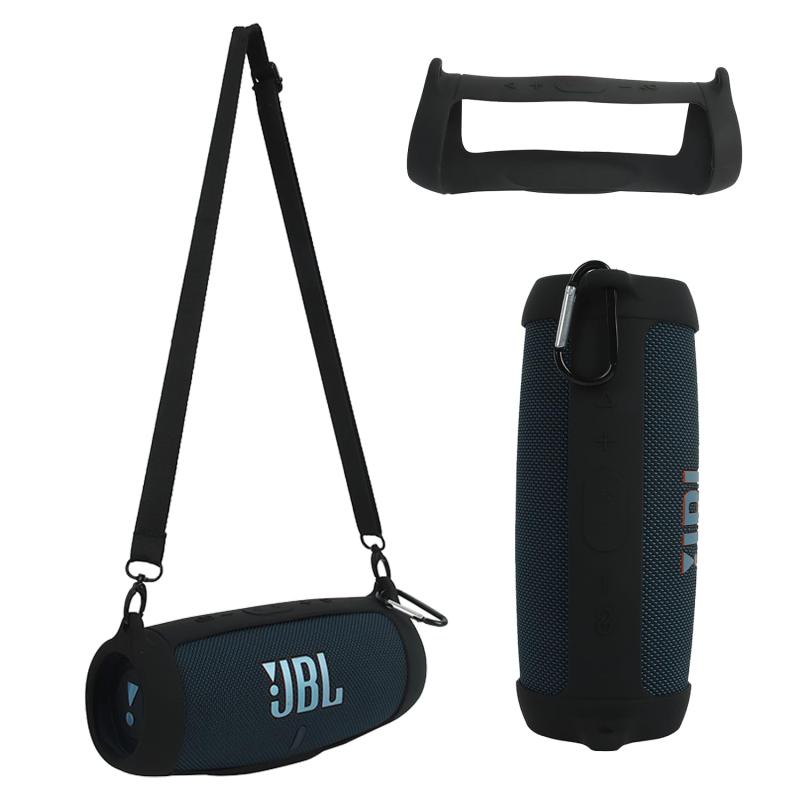 For JBL Charge 5 Bluetooth ポータブルスピーカー 用 ケース カバー【RIGFUJUN】シリコンケース + ショルダーストラップ キズ防止 耐衝撃 軽量