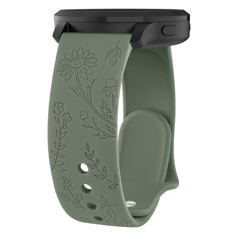 刻印フラワーバンド for Garmin Venu Sq/Sq Music/Venu 2 Plus/Vivoactive 5 / Vivoactive 3 / Vivomove Sport/Forerunner 55 158 245 645...