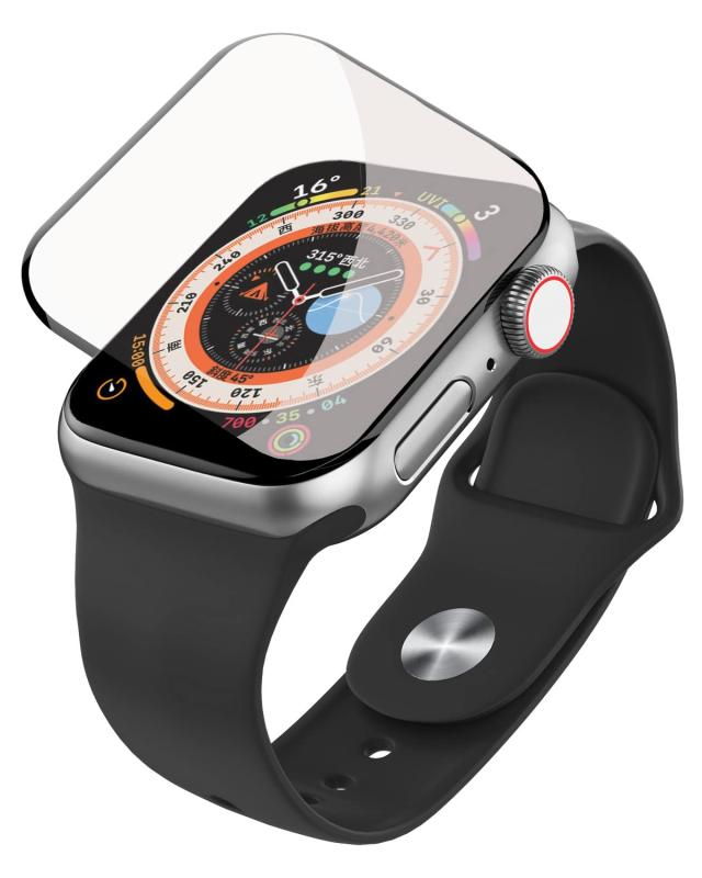 【RAPTIC】 Apple Watch Ultra 49mm 対応 フィルム ラウンドエッジ 加工 指紋 気泡 防止 透明 液晶 保護フィルム 高透過率 クリア 薄型 傷防止 Appleウォッチ 保護シート [ アップルウォッチUltra...